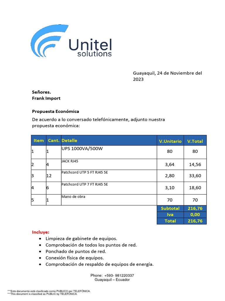 Cotizacion Frank Import2 | PDF