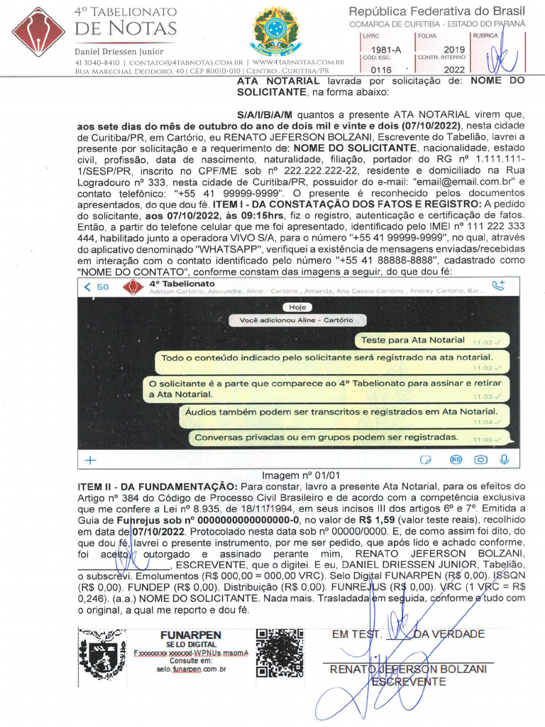 Modelo Ata Notarial Whats 1 | PDF