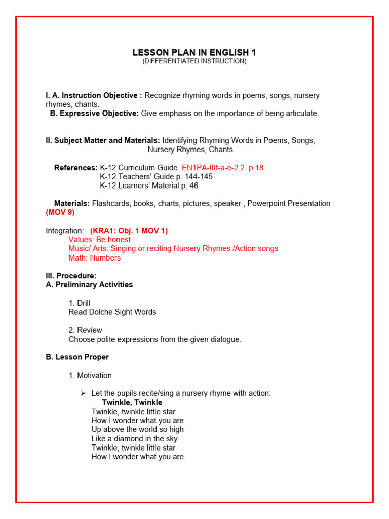 3rd COT in English Lesson Plan | PDF | Teachers | Lesson Plan