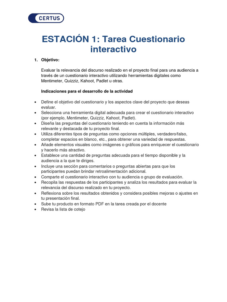 Estacion 1 - Tarea | PDF