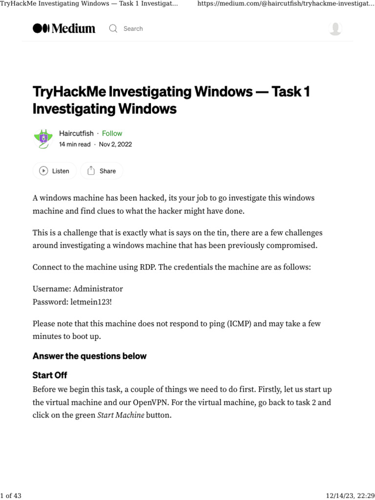 TryHackMe Investigating Windows - Task 1 Investigating Windows by ...