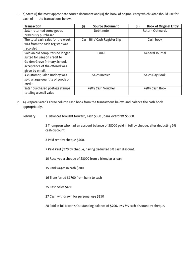 Accounts Paper 2 | PDF | Debits And Credits | Accounting