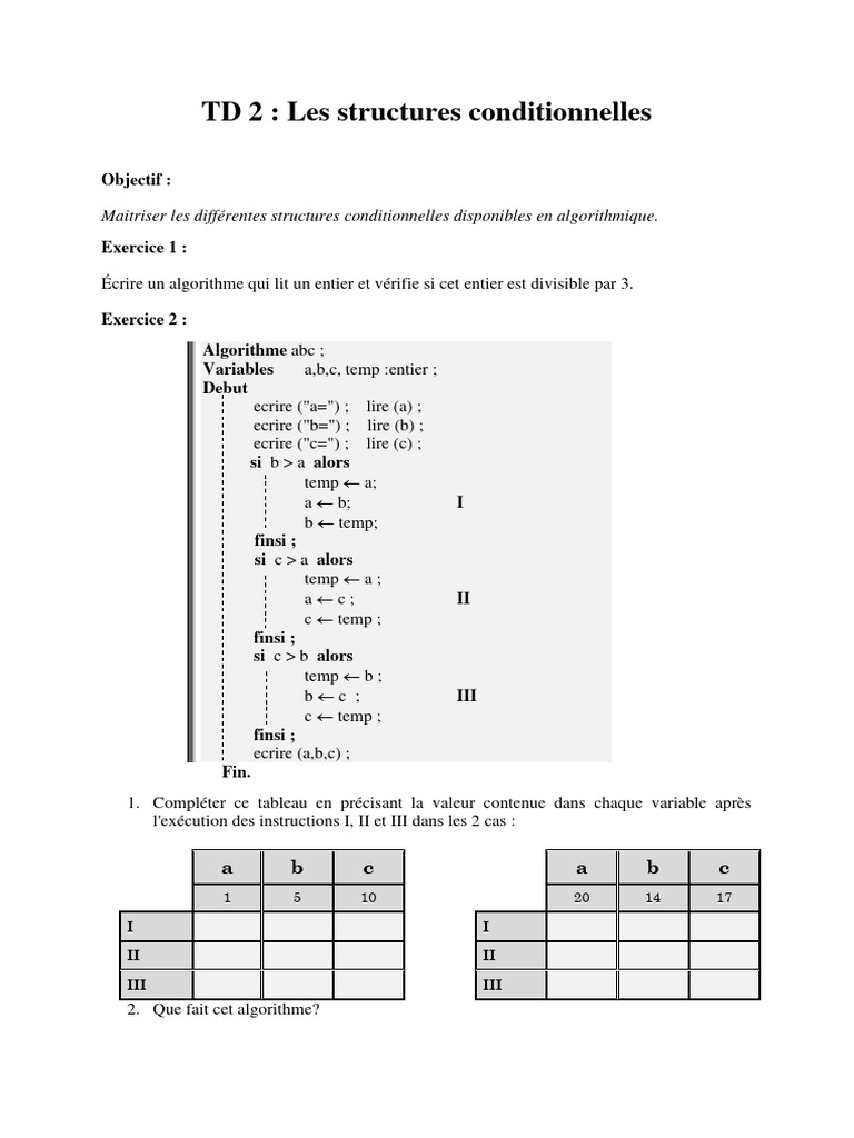TD2 Structure Conditionnelle-1 | PDF | Méthodes et références pédagogiques