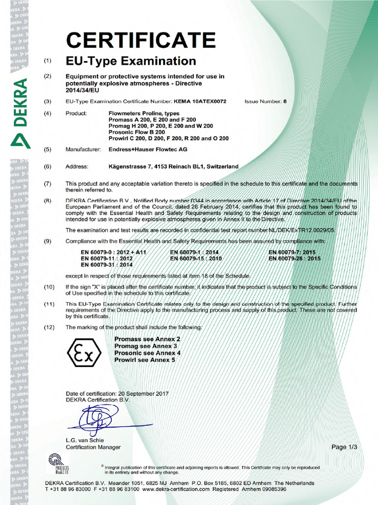 Kema 10 Atex 0072-Flow | PDF