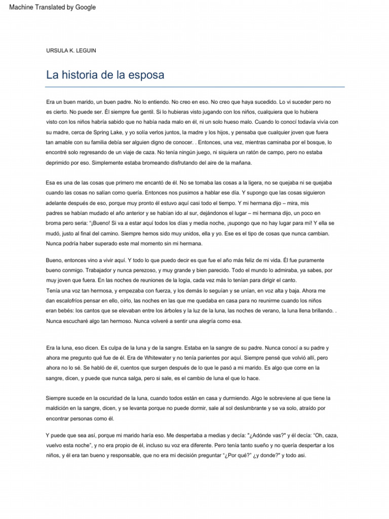 The Wifes Story Ursula K | PDF