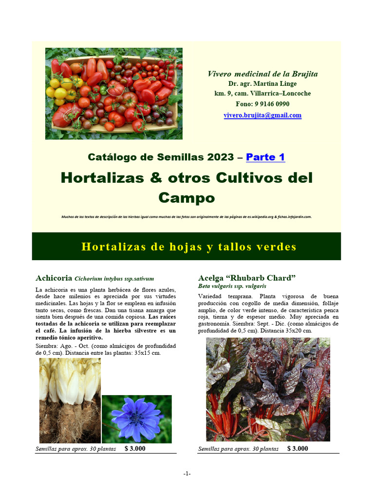 2023 - Catálogo de Semillas - 1 - Hortalizas & Otros Cultivos | PDF ...