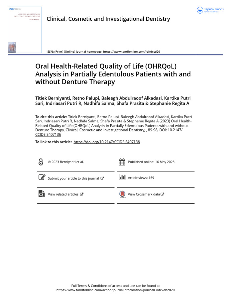 Oral Health Related Quality of Life OHRQoL Analysis in Partially ... Oral Health Related Quality of Life OHRQoL Analysis in Partially ...