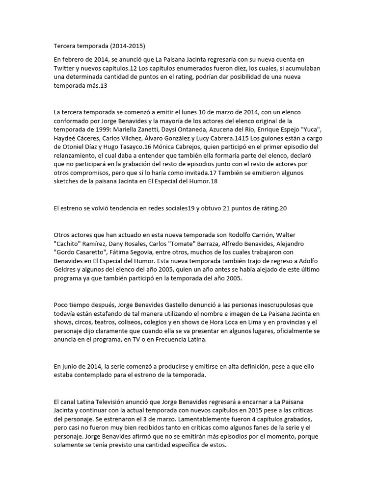 Tercera Temporada de La Paisana Jacinta | PDF | Arte