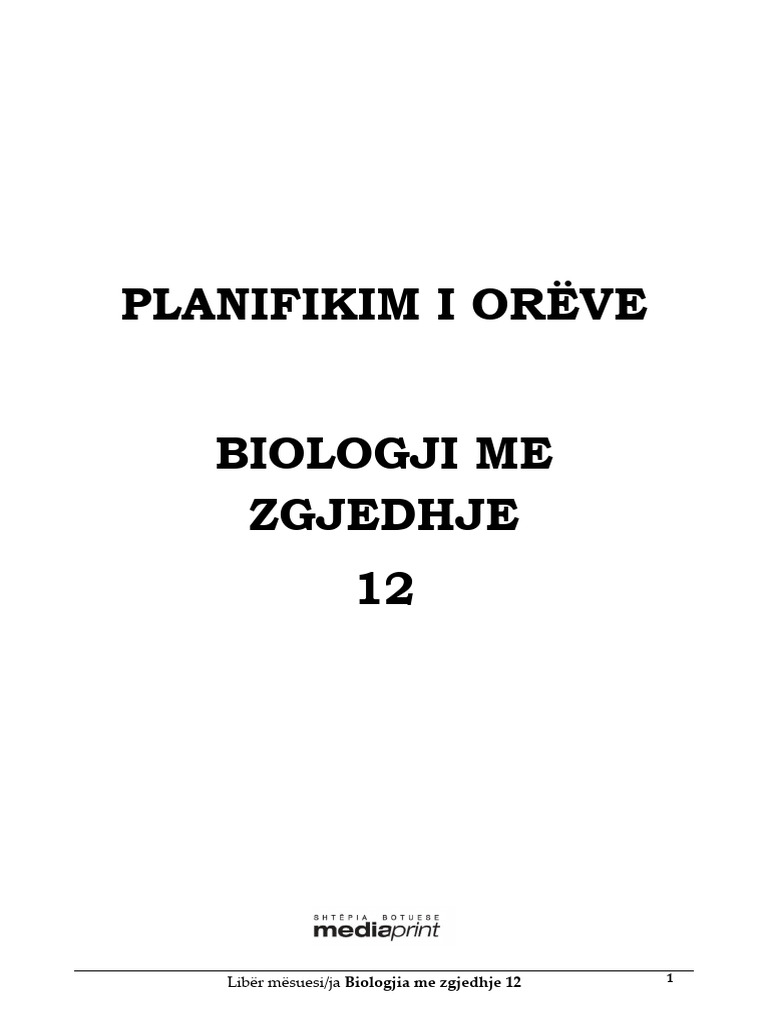 Biologjia 12 Planifikim I Orëve | PDF