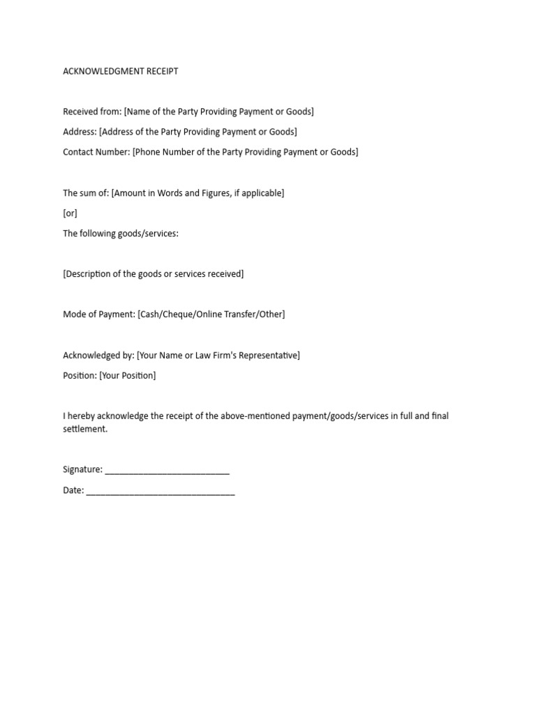 Acknowledgment Receipt Template | PDF | Politics
