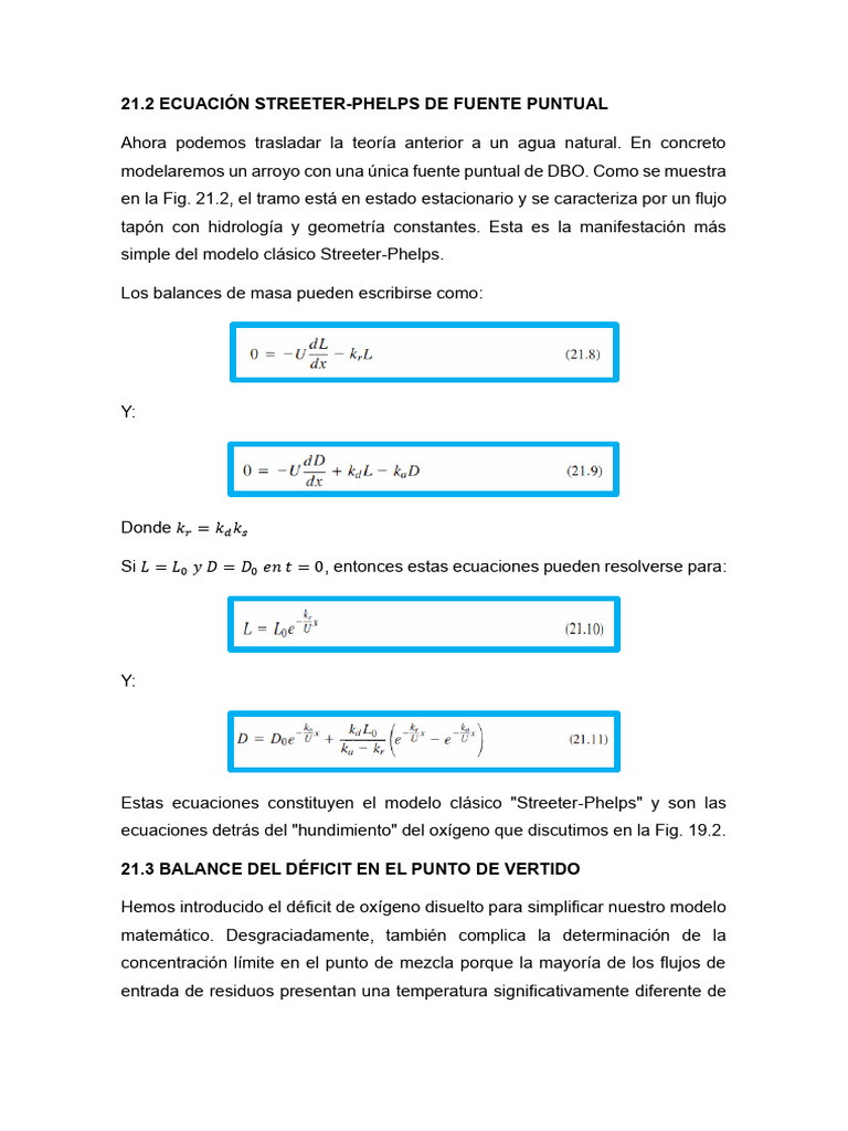 Modelo Streeter-Phelps en Arroyos | PDF | Ecuaciones | Agua