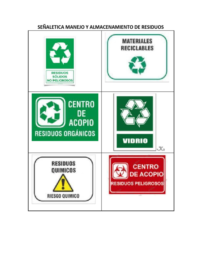 SEÑALETICA MANEJO Y ALMACENAMIENTO DE RESIDUOS | PDF