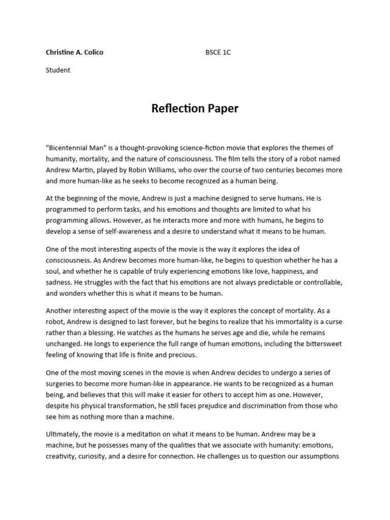 Reflection Paper | PDF | Consciousness | Emotions