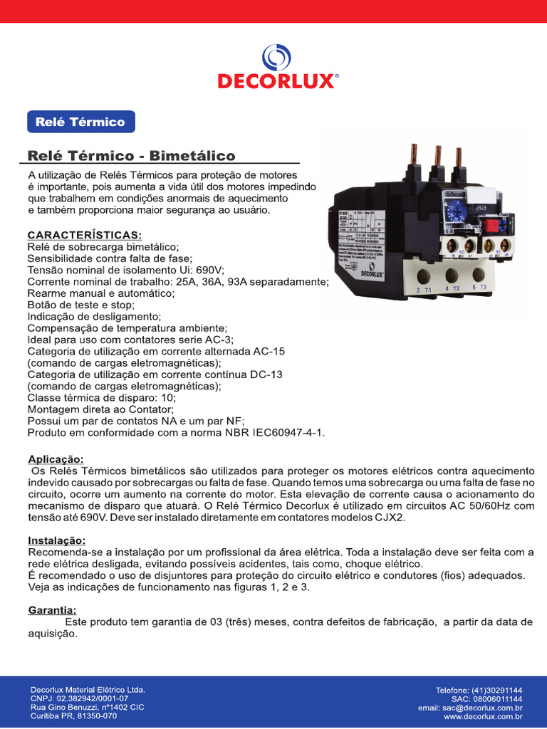 Ficha Tecnica Rele Termico - v19 | PDF