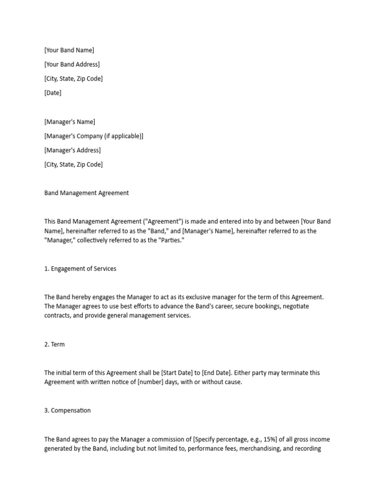Band Manager Contract - Template | PDF | Government | Business Law