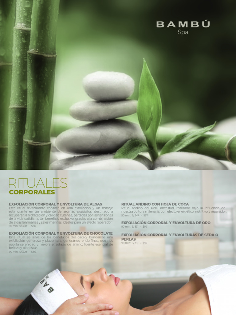 Masajes y Rituales en Spa Bambu | PDF | Masaje | Especialidades Medicas