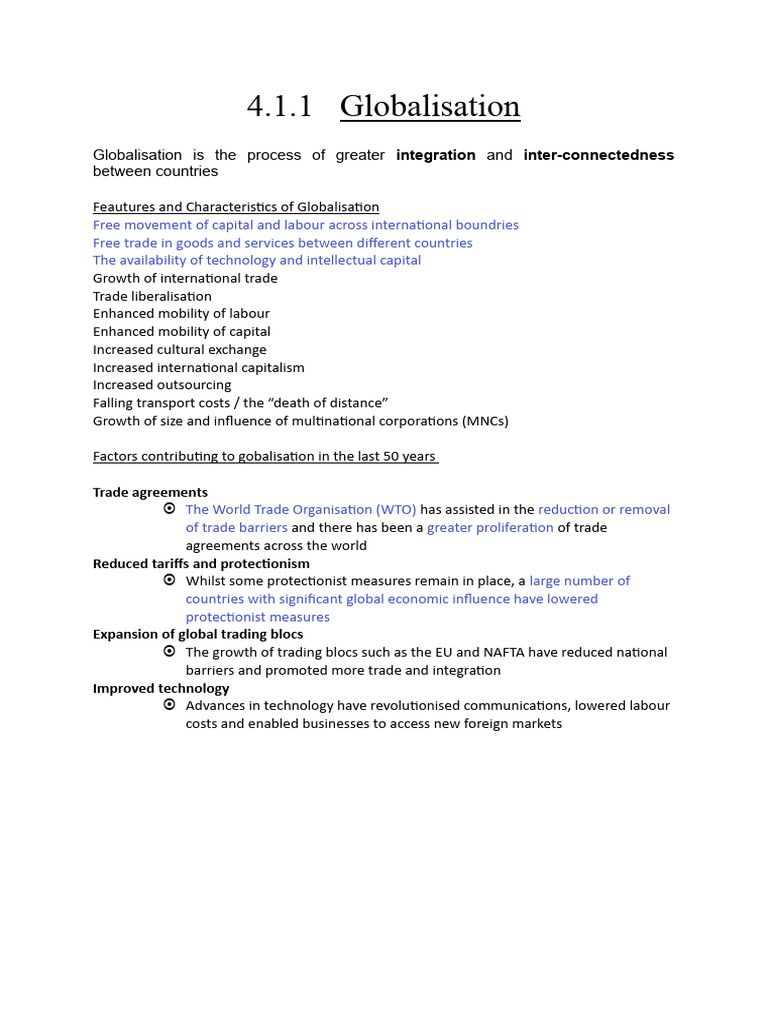 Globalisation: Key Features and Factors | PDF | Politics