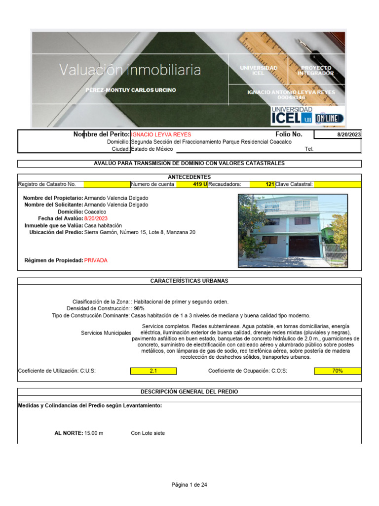 Avaluo Casa Hogar 419 | PDF | Hormigón | Fundación (Ingeniería)