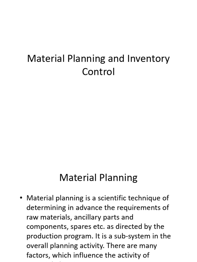 Material Planning and Inventory Control | PDF | Inventory | Trade