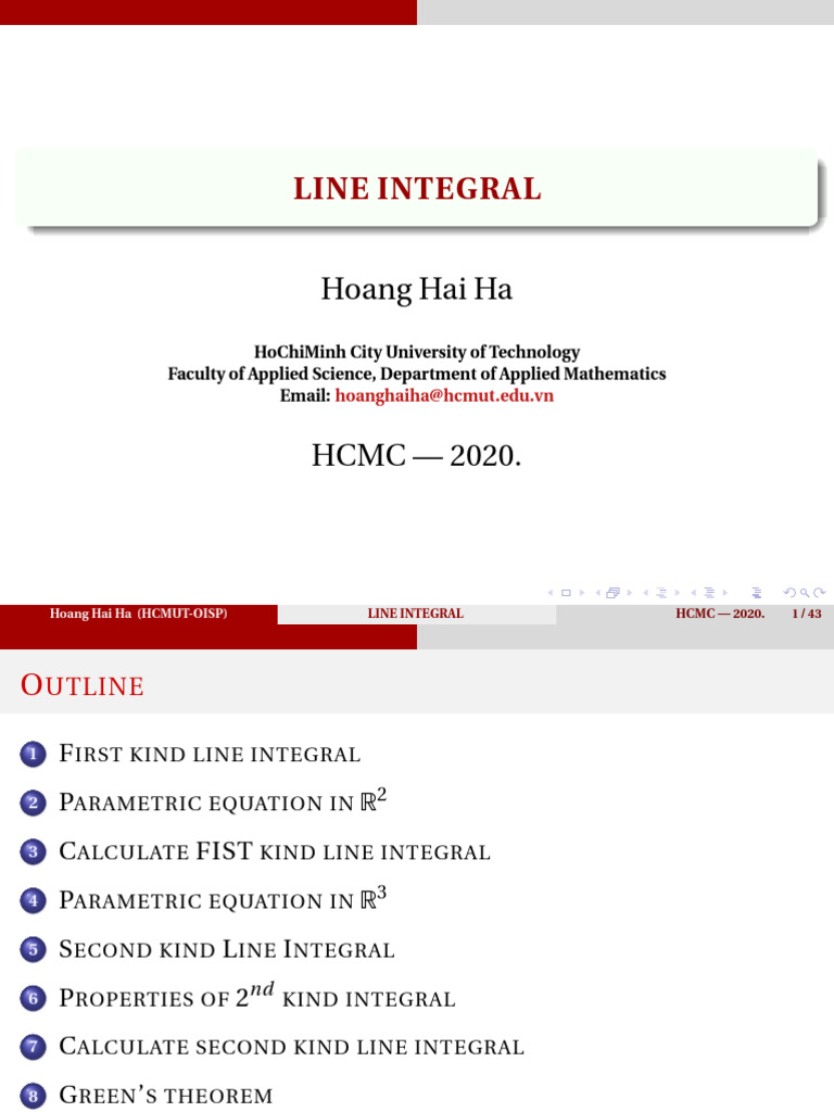 Line Integral | PDF | Equations | Algebra