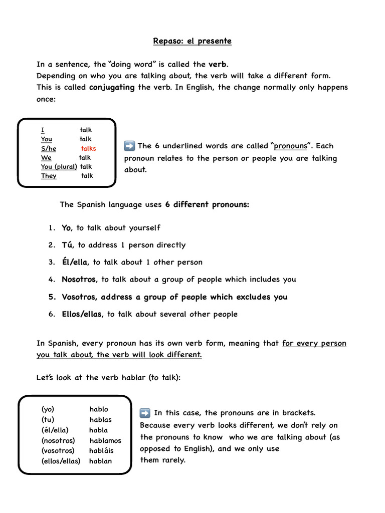 Repaso El Tiempo Presente | PDF | Morphology | Semantic Units