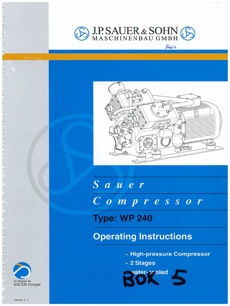 Main Air Compressor - J.P. Sauer & Sohn WP 240 | PDF