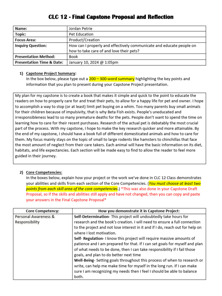 CLC 12-Combined Final Capstone Proposal Ref | PDF | Knowledge | Thought