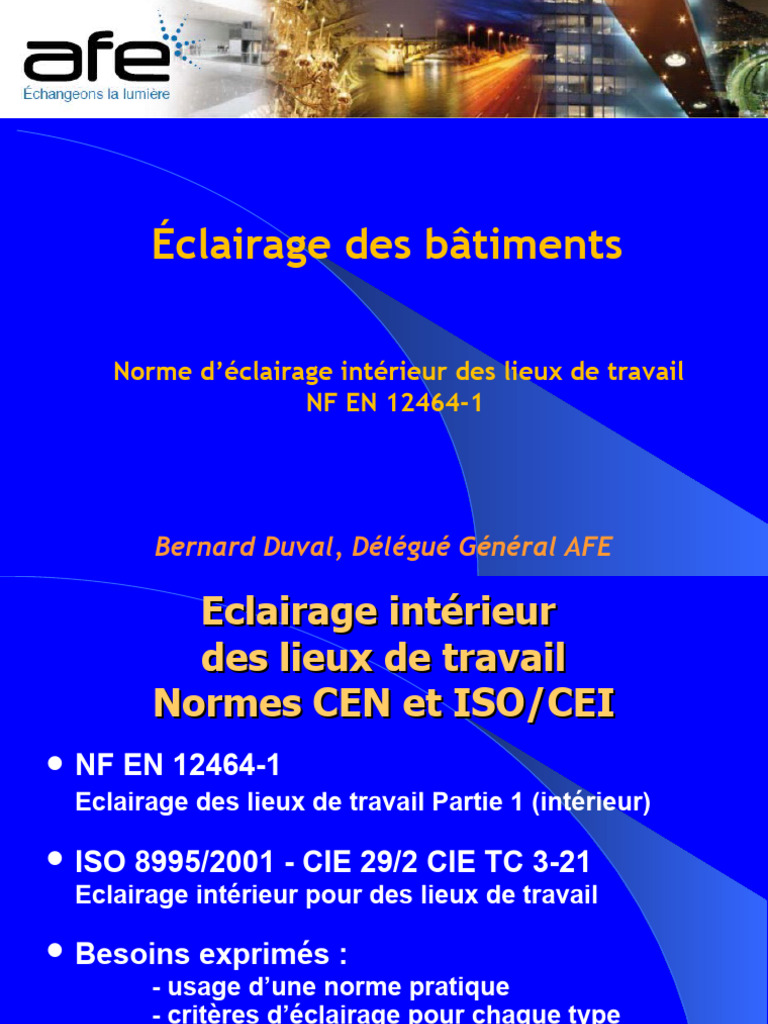 NF en 12464 - 1 1AFEINPLNormeeclairageinterieur16juin | PDF | Éclairage ...