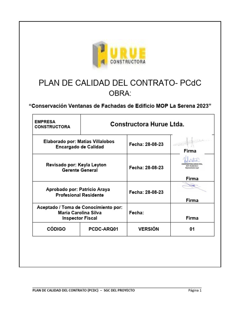 PCDC ARQ01-FIRMADO | PDF | Calidad (comercial) | Sistema de manejo de ...