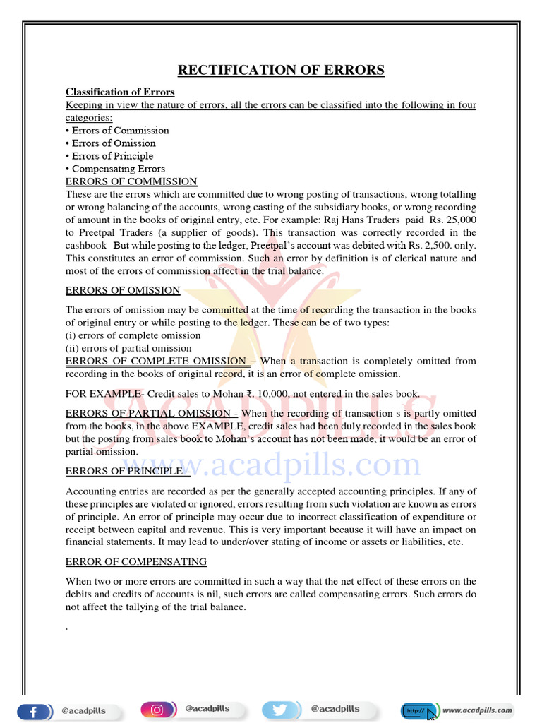 Rectification of Errors | PDF | Debits And Credits | Financial Economics