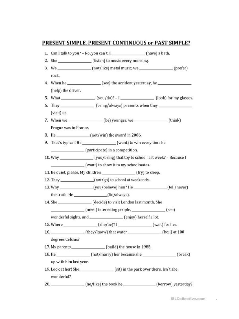 Simple Present vs. Simple Past | PDF