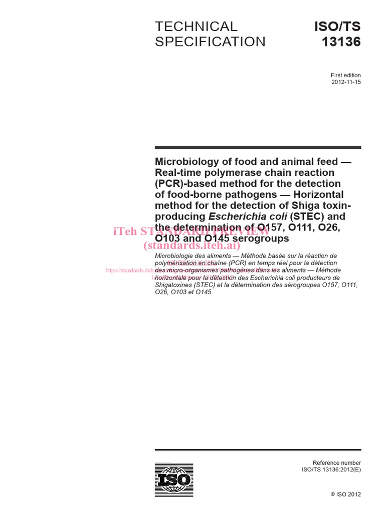 Iso TS 13136 2012 | PDF | Polymerase Chain Reaction | International ...