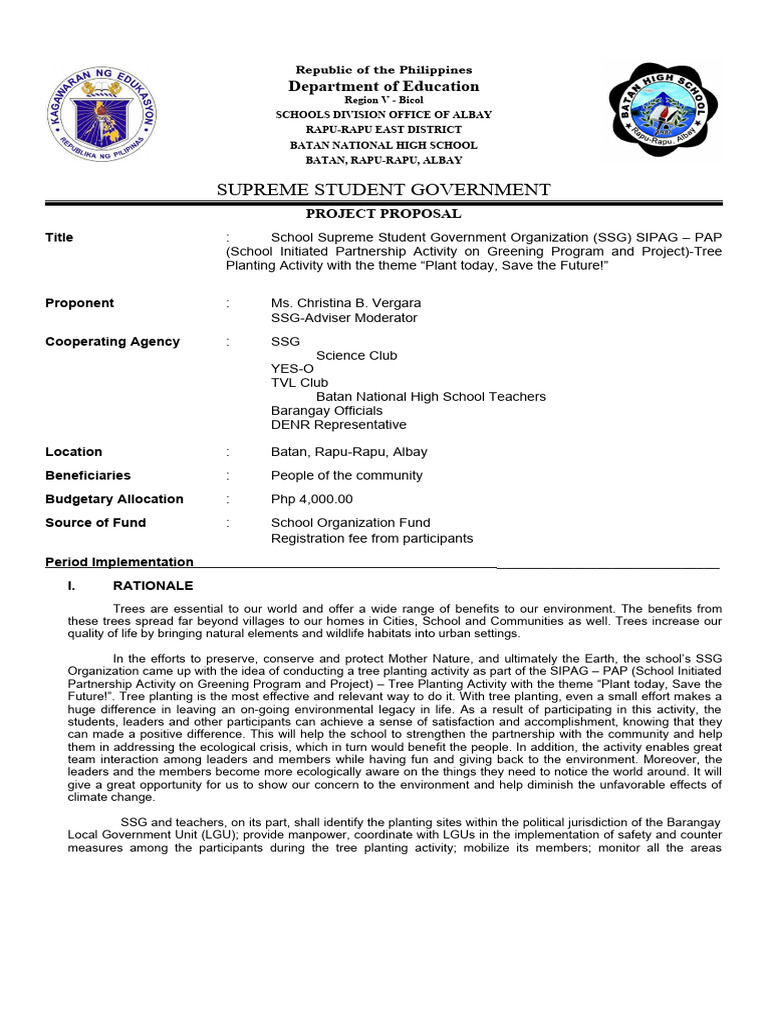 School Tree Planting Project Proposal | PDF | Natural Environment