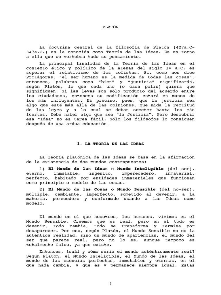 PLATÓN Tema Completo | PDF | Platón | Conocimiento