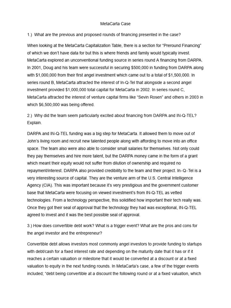 MetaCarta Case | PDF | Corporate Finance | Venture Capital