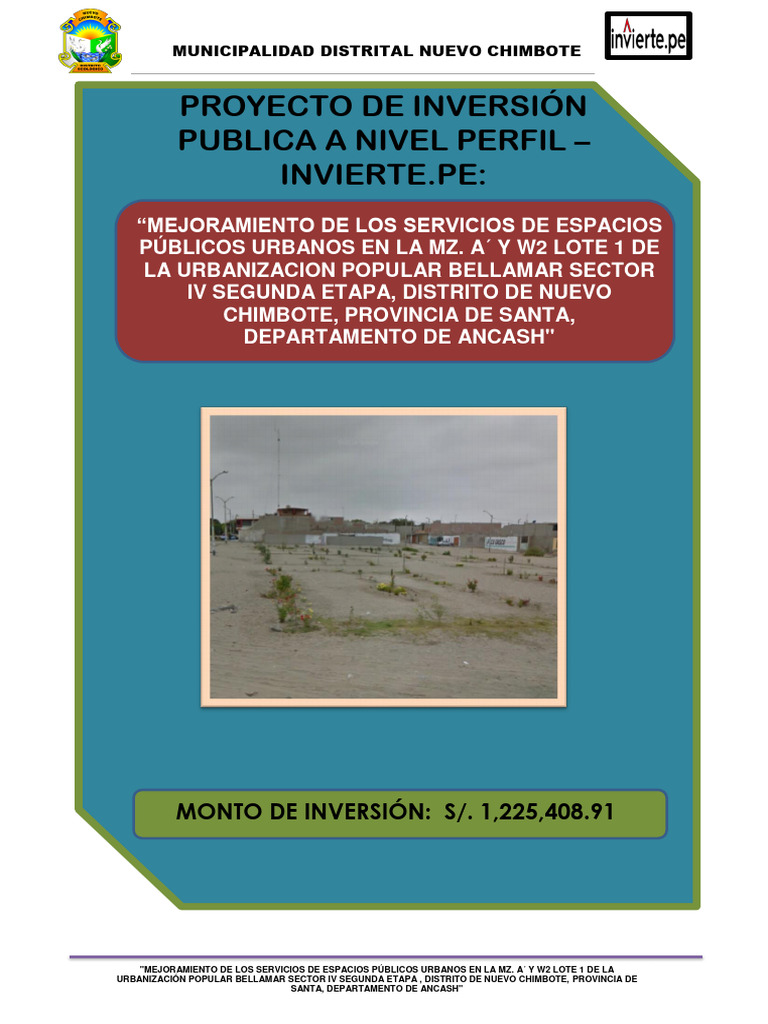 Proyecto de Inversión Publica A Nivel Perfil - Invierte - Pe | PDF ...