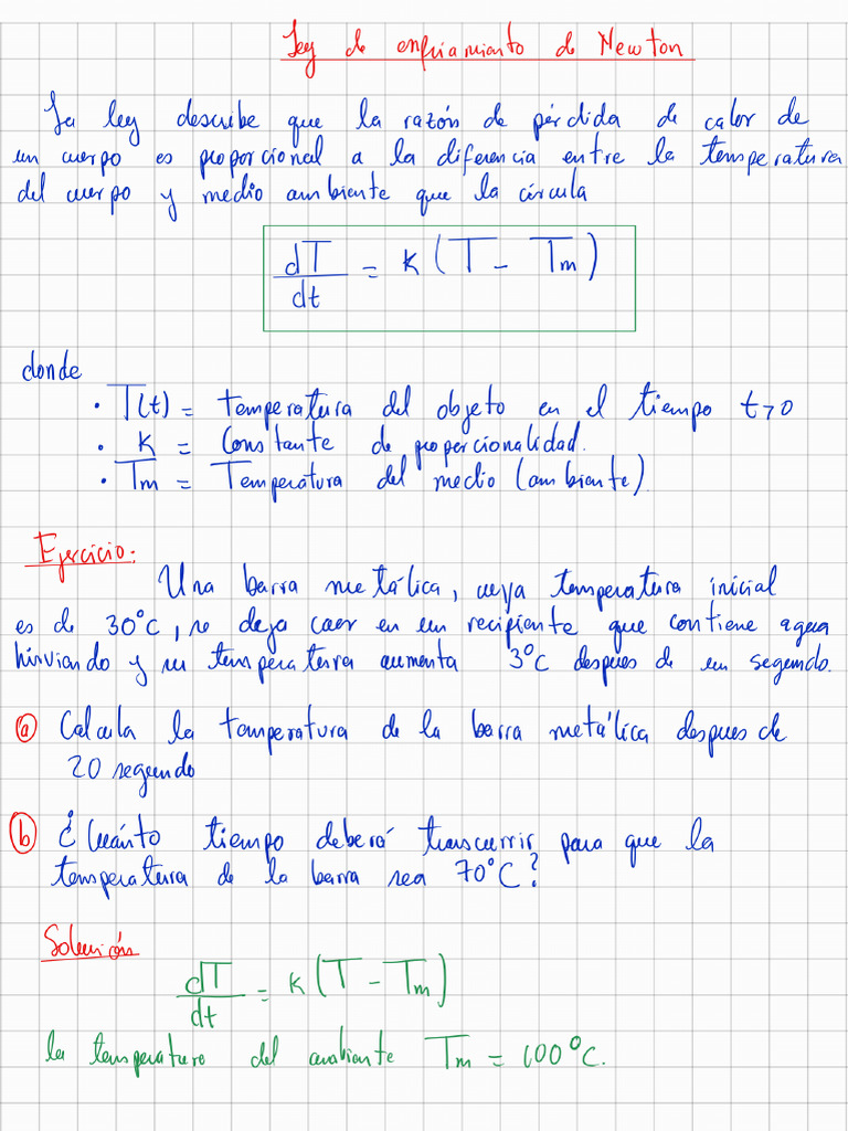 Aplicación de EDO Ley de Enfriamiento de Newton | PDF