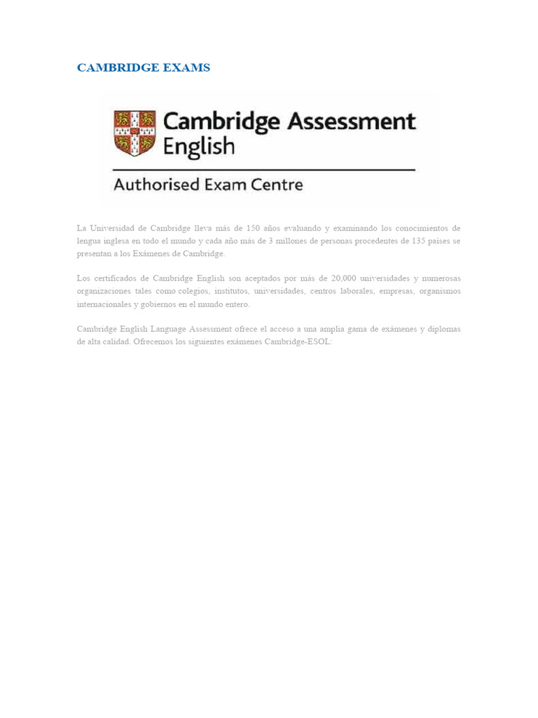 CAMBRIDGE EXAMS | PDF