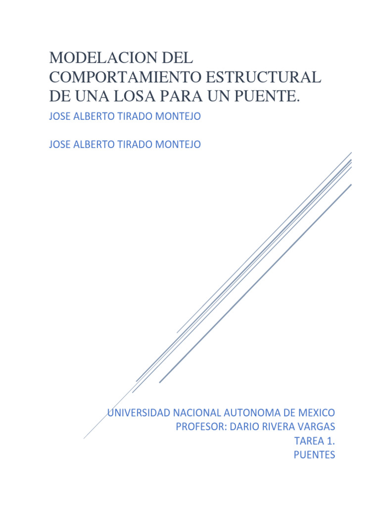 Modelacion Del Comportamiento Estructural de Una Losa Para Un Puente | PDF | Ingeniería ...