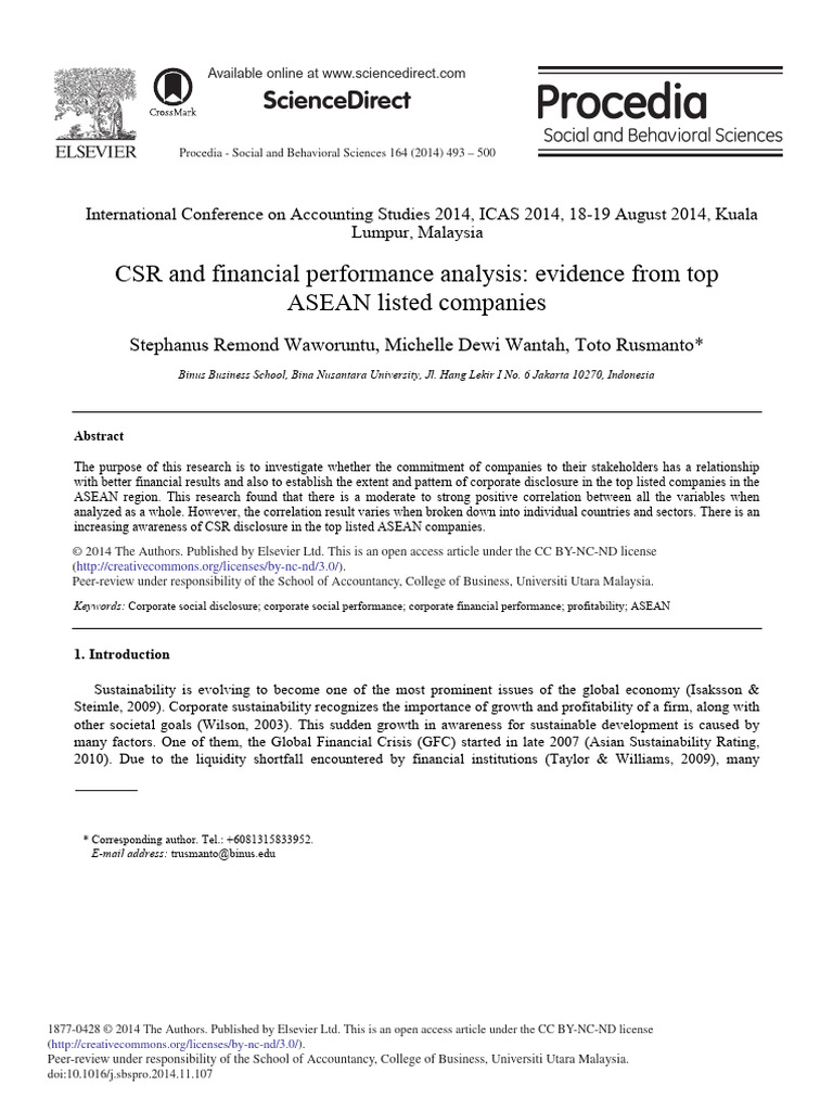 CSR and Financial Performance Analysis | PDF | Corporate Social ...