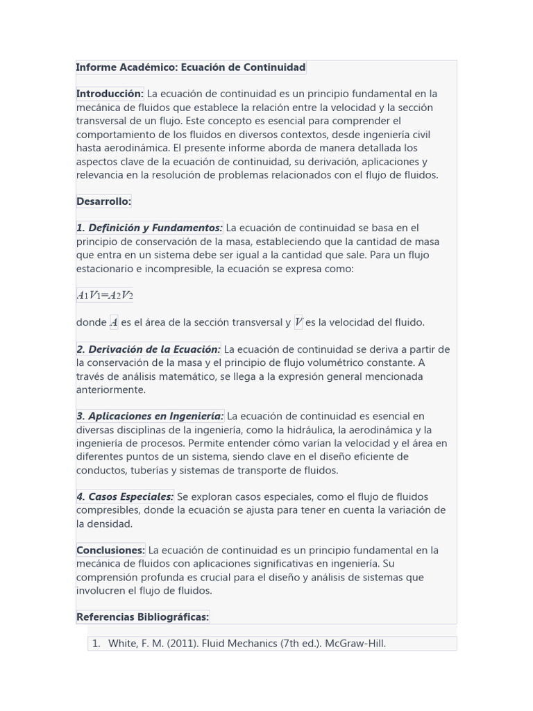 Ecuacion de Continuidad | PDF