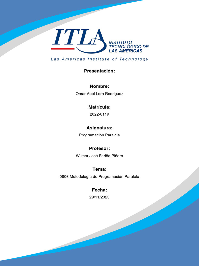 Metodología de Programación Paralela - Omar Lora | PDF | Computación paralela | Unidad Central ...