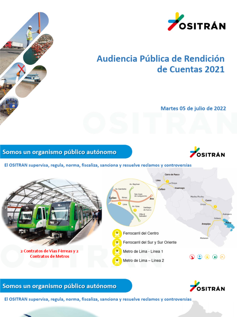 Presentacion Rendicion Cuentas 2021 Ositran | PDF | Infraestructura de transporte | Transporte