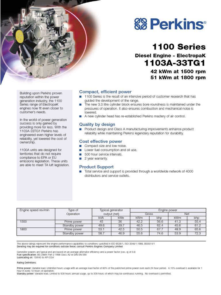 1103A-33TG1 ElectropaK | PDF | Engines | Diesel Engine