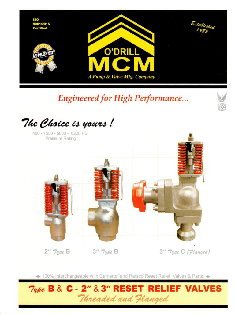 O'Drill MCM Reset Relief Valves 5000 | PDF