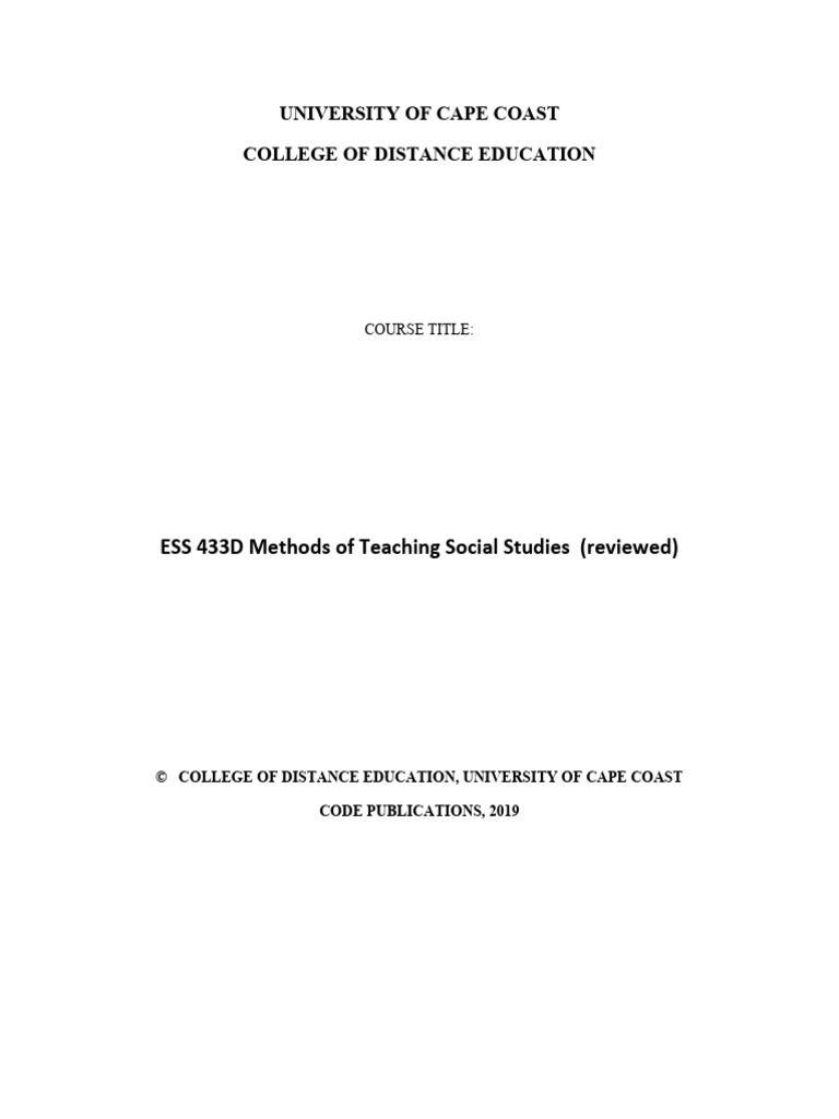 ESS 433D Methods of Teaching Social Studies (Reviewed) | PDF | Teachers ...