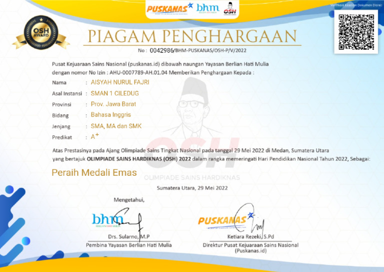 Piag - Bahasa Inggris - OSH 2022 | PDF