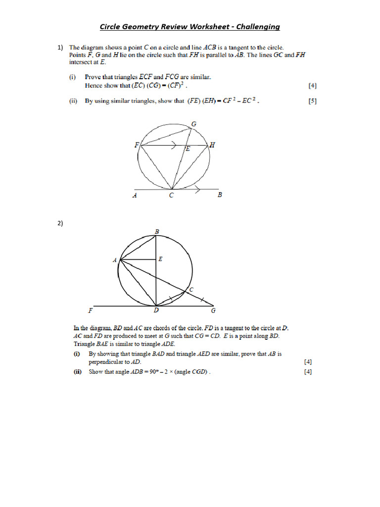 Challenging Circle Geometry Worksheet | PDF | Teaching Methods & Materials