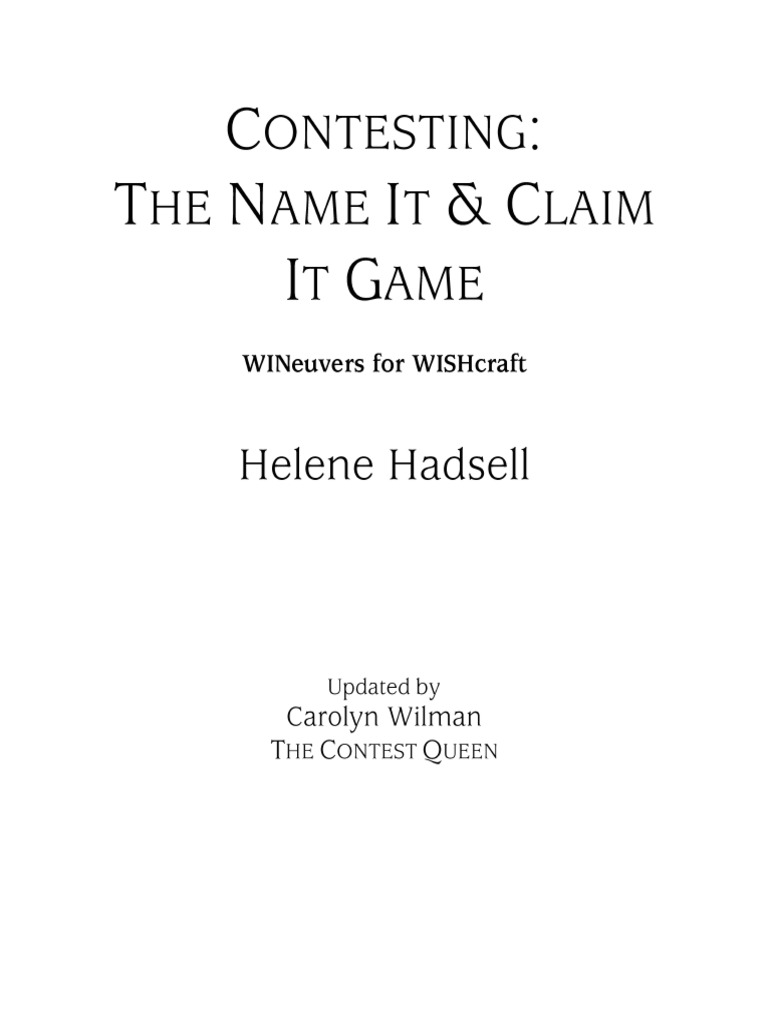 Contesting: The Name It & Claim It Game | PDF