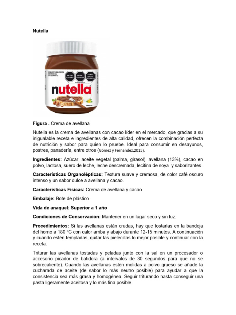 Vida Anaquel Nutella y Ketsup | PDF | Leche | Postres
